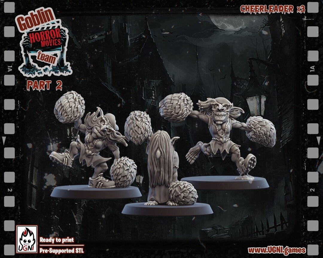 Cheerleader X3 Goblin Team Horror Movie Style Fantasy Football Designed ...