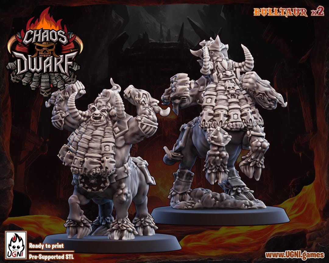 Chaos Dwarves Bulltaurs X2 Magma Style - Fantasy Football - Designed by ...