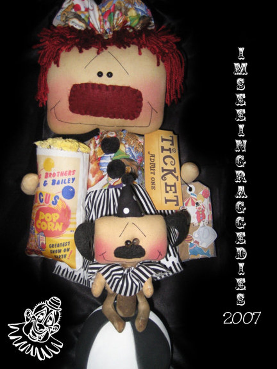 Primitive Circus Annie Raggedy Doll and Dog Popcorn Epattern ...