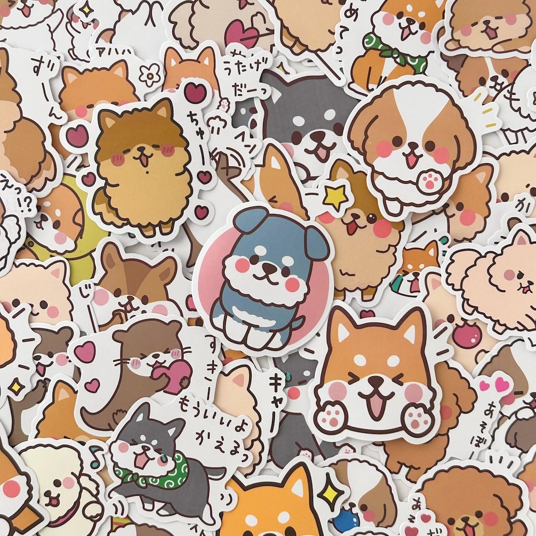 100 Random Cute Dog Stickers, Dog Themed Vinyl Stickers, Hand Drawn ...