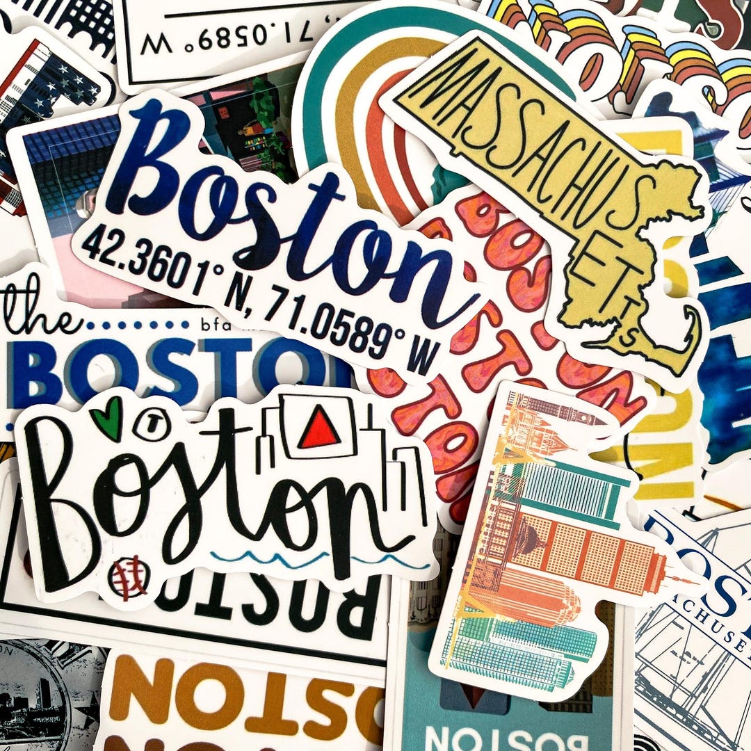 100 Random Boston Stickers, Cityscape Vinyl Stickers, Waterproof ...