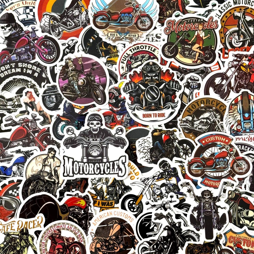 100 Random Vinyl Cool Stickers, Biker Stickers, Motorcycle Decals ...