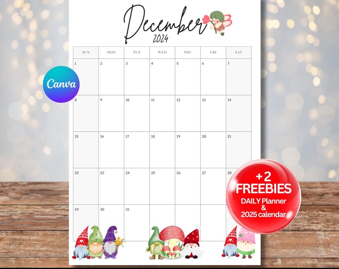 Printable December 2024 Calendar, Colorful Christmas With Cute ...