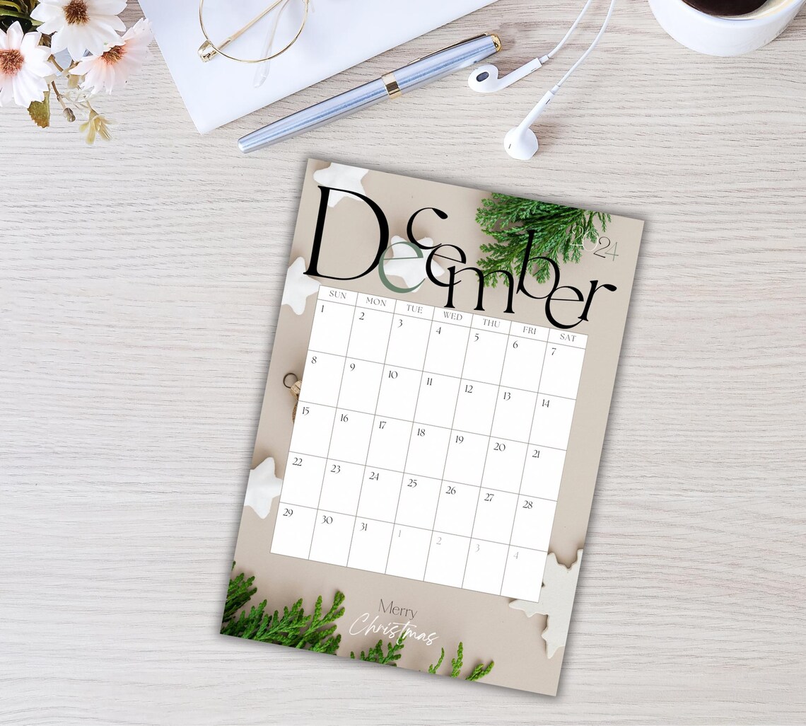 EDITABLE Christmas Calendar, December 2024 Printable Calendar, Monthly ...