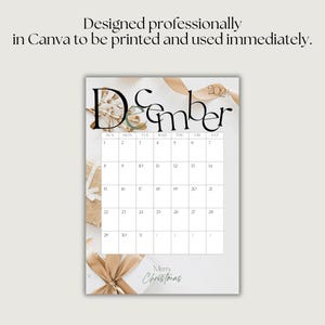 Editable Fillable December 2024 Calendar for Merry Christmas With Gold ...