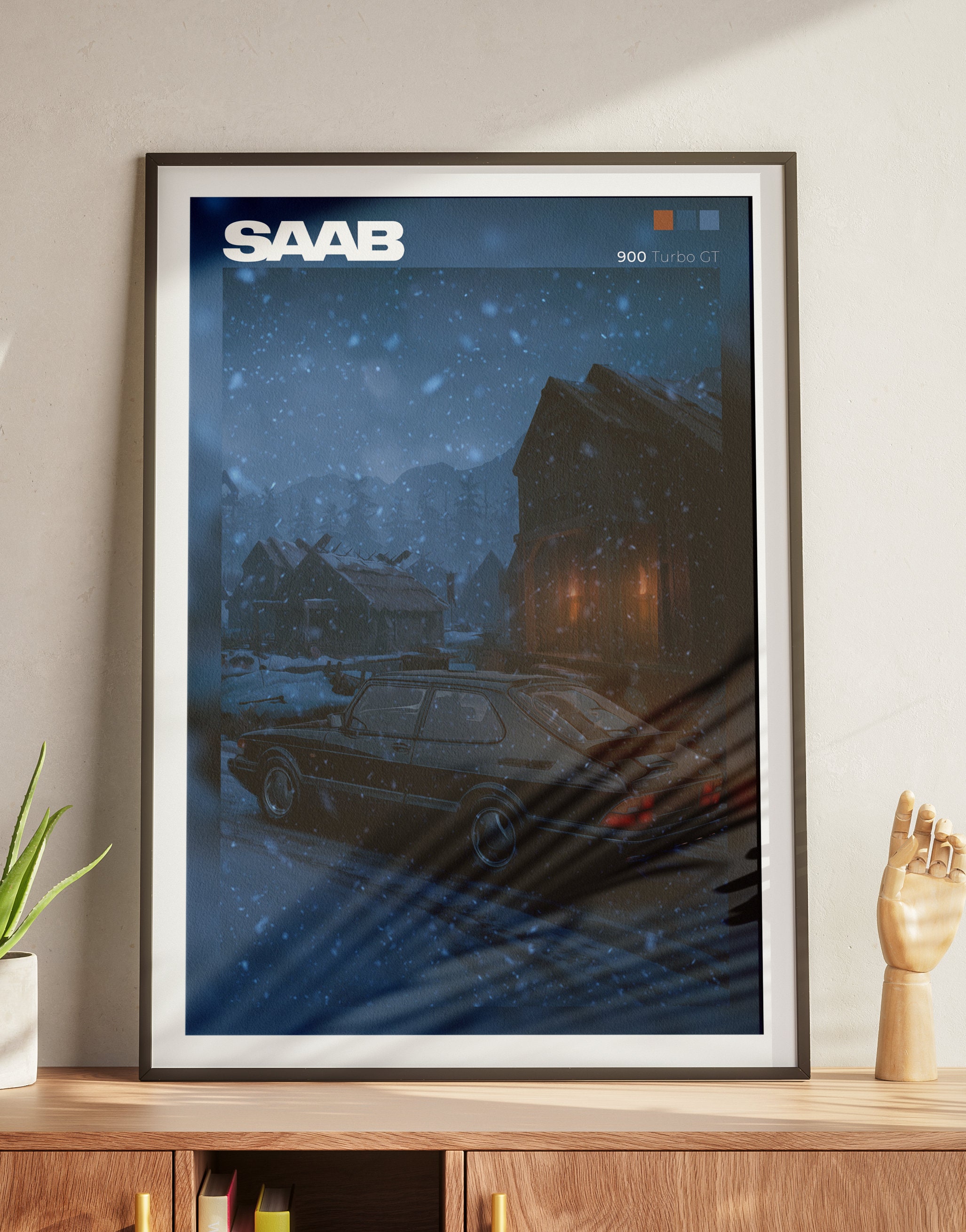SAAB 900 Turbo GT Poster Viking Village Landscape Scenery Printable ...