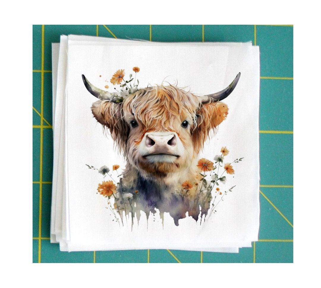 Highland Cow Fabric Panel for Quilting Crafting Sewing Quilt Block ...