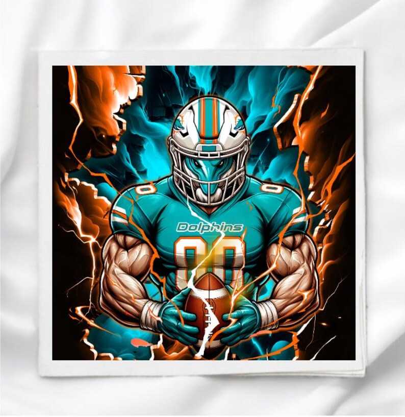 Dolphins Football Fabric Panel for Quilting Crafting Sewing Quilt Block ...