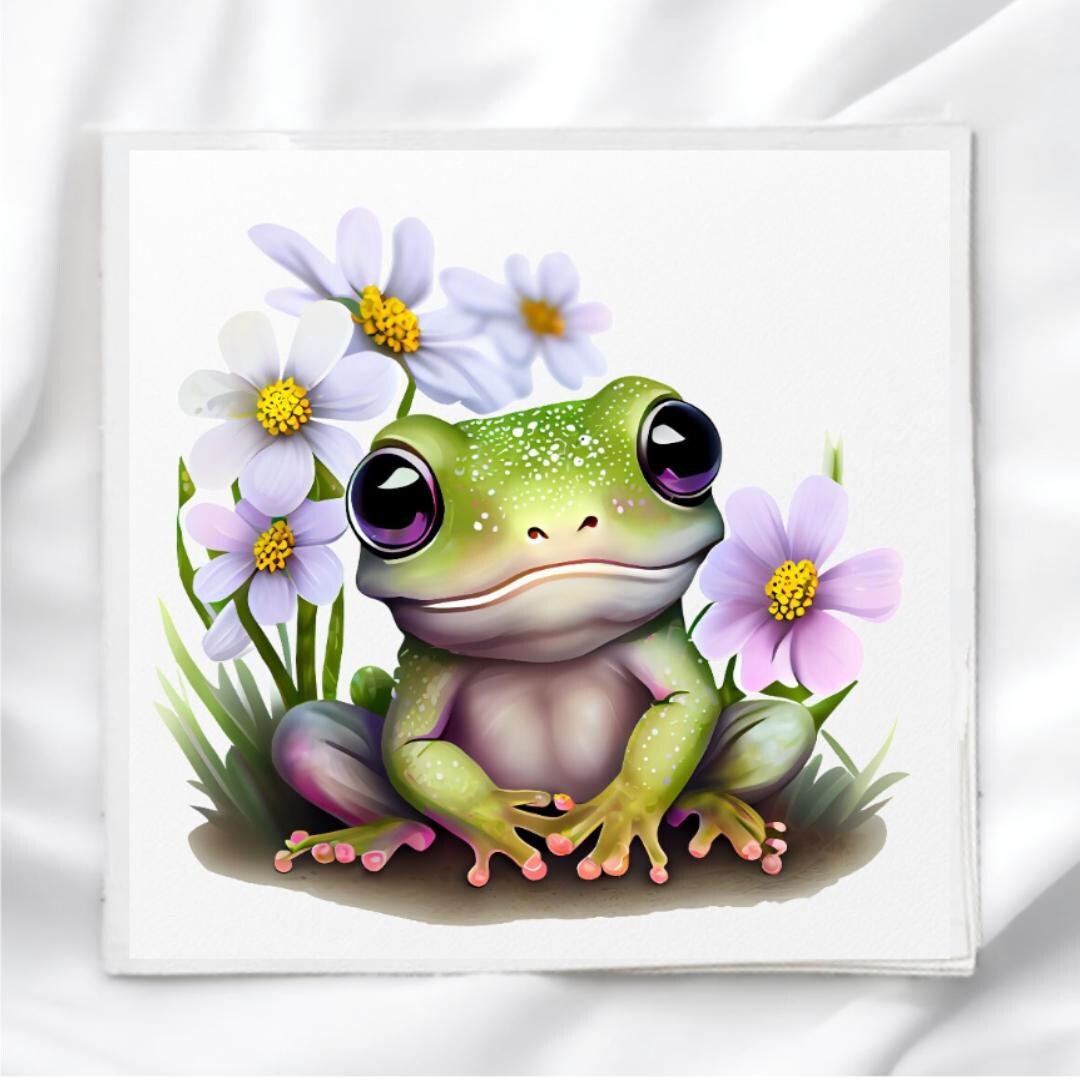 Frog on Lily Pad Fabric Panel for Quilting Crafting Sewing Quilt Block ...
