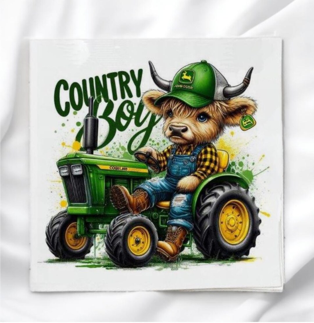 Country Cow on Tractor Fabric Panel for Quilting Crafting Sewing Quilt ...