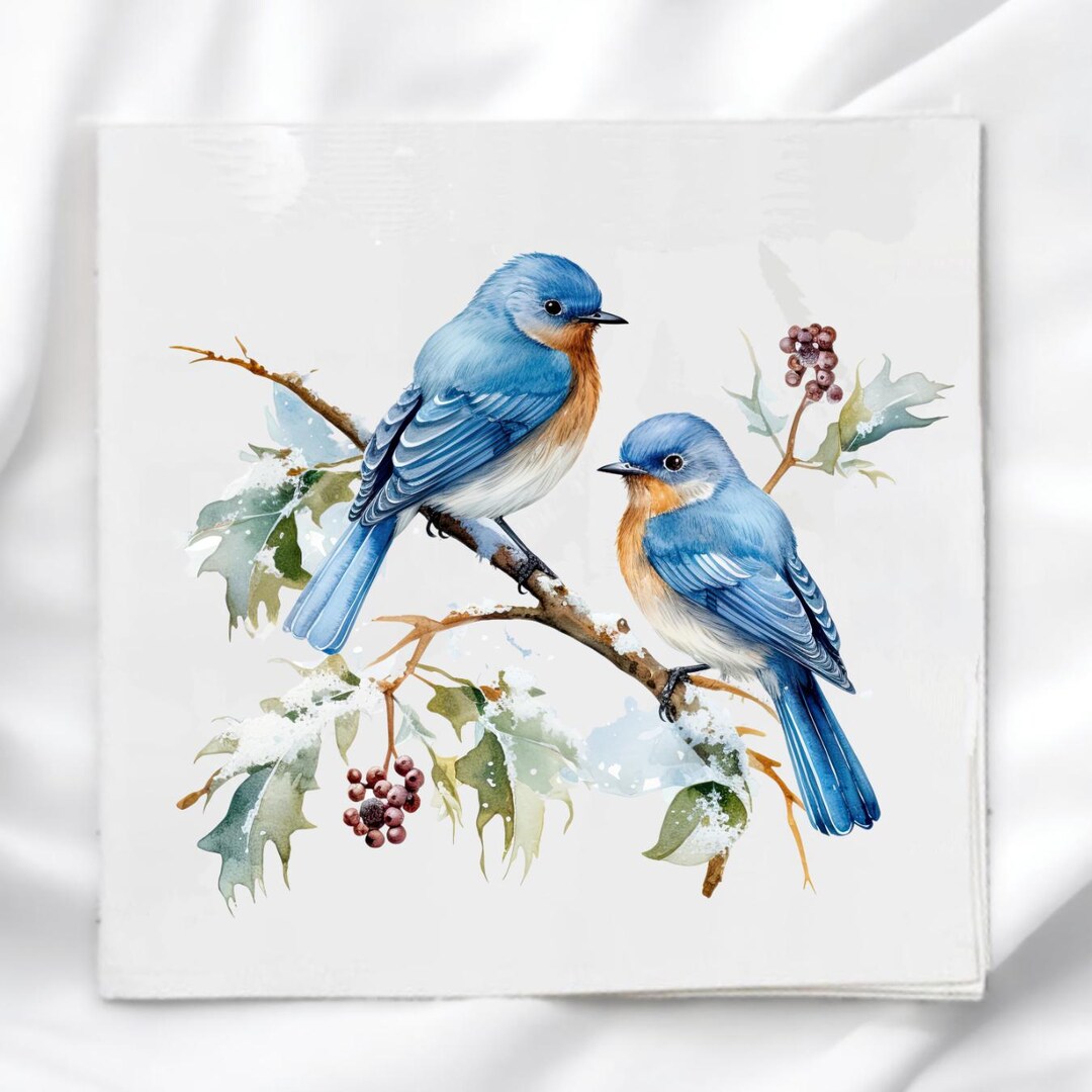 Winter Blue Birds Fabric Panel for Quilting Crafting Sewing Quilt Block ...