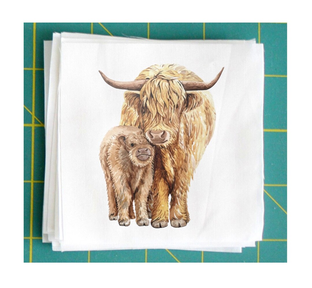 Mama and Baby Highland Cow Fabric Panel for Quilting Crafting Sewing ...