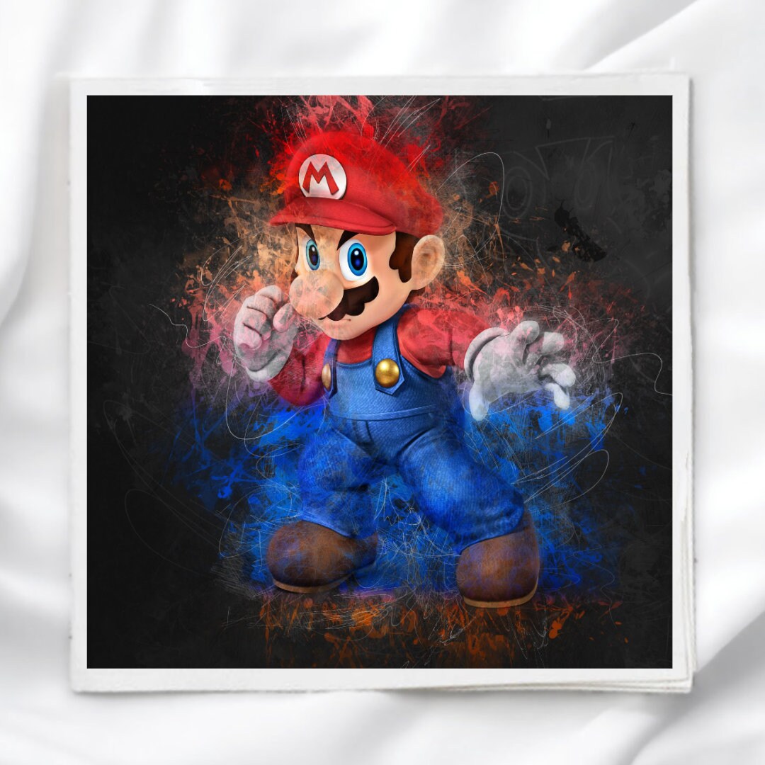 Video Game Super Mario Fabric Panel for Quilting, Crafting, Sewing ...