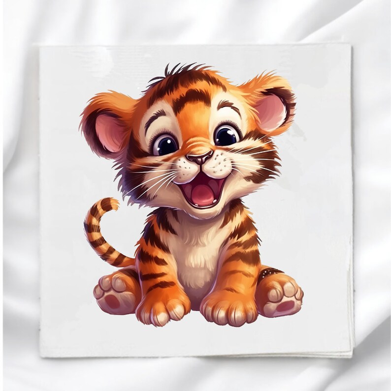 Baby Tiger Fabric Panel for Quilting, Crafting, Sewing, Quilt Block ...