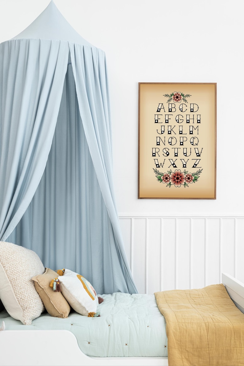 Tattoo Alphabet Print - ABC Sailor Jerry Font Wall Art - Etsy