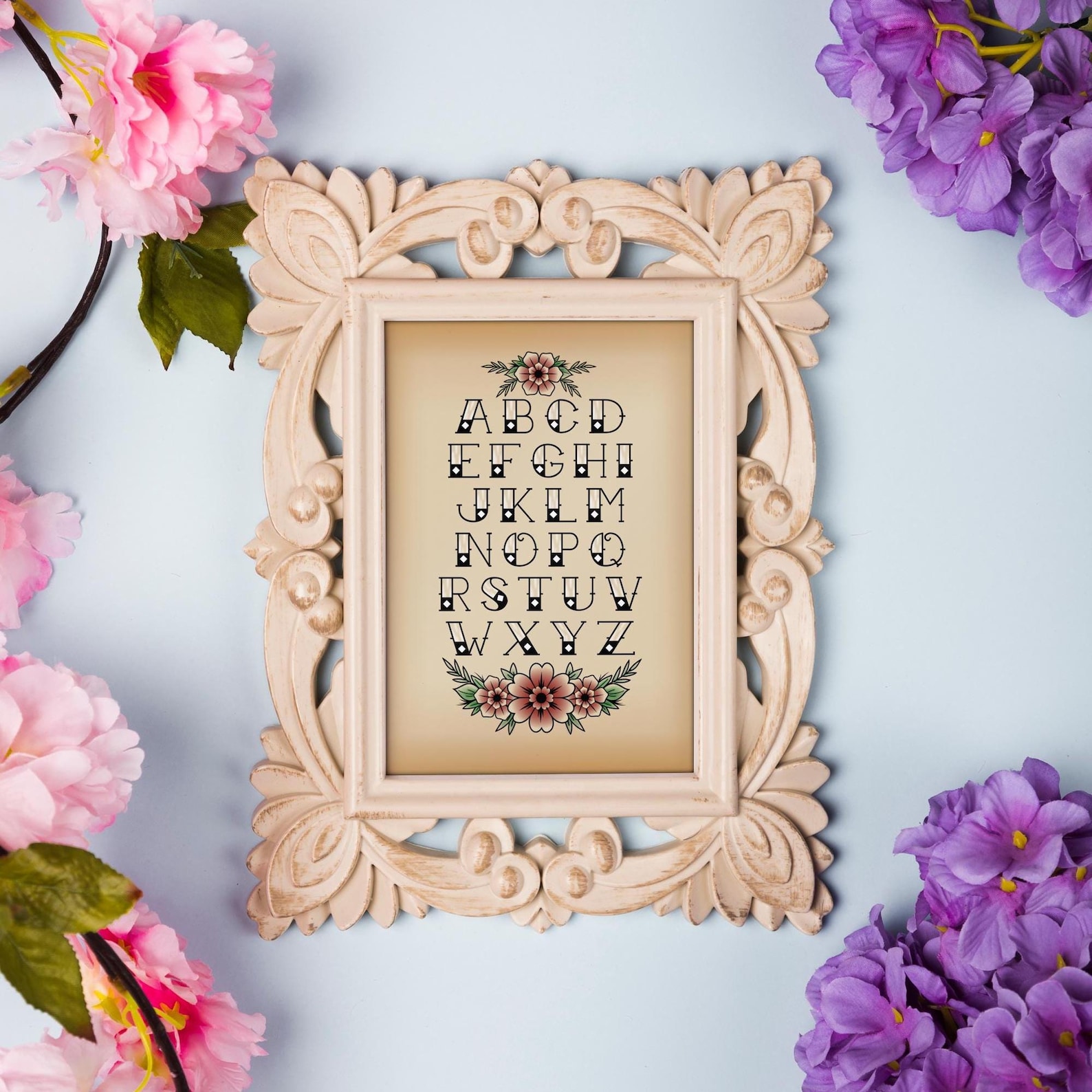 Tattoo Alphabet Print - ABC Sailor Jerry Font Wall Art - Etsy