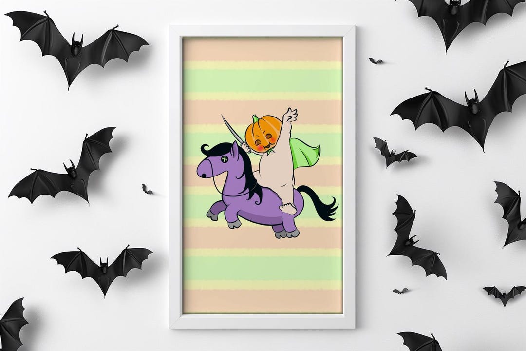 Kewpie Baby Headless Horseman Art Print - Spooky Wall Decor for ...