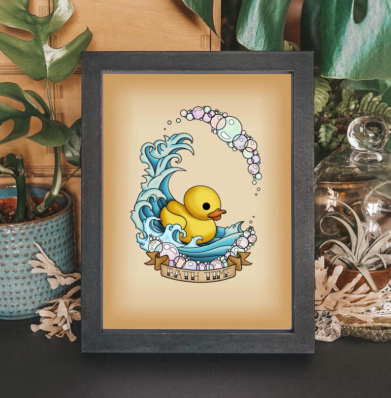 Rubber Ducky Art Print "bath Time" - Whimsical Bubble Bath Kids Art ...