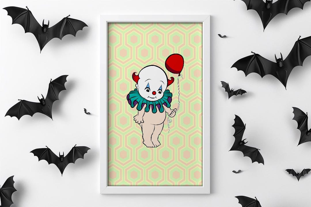 Kewpie Baby Clown Art Print - Adorable Gothic Decor for Horror Movie ...