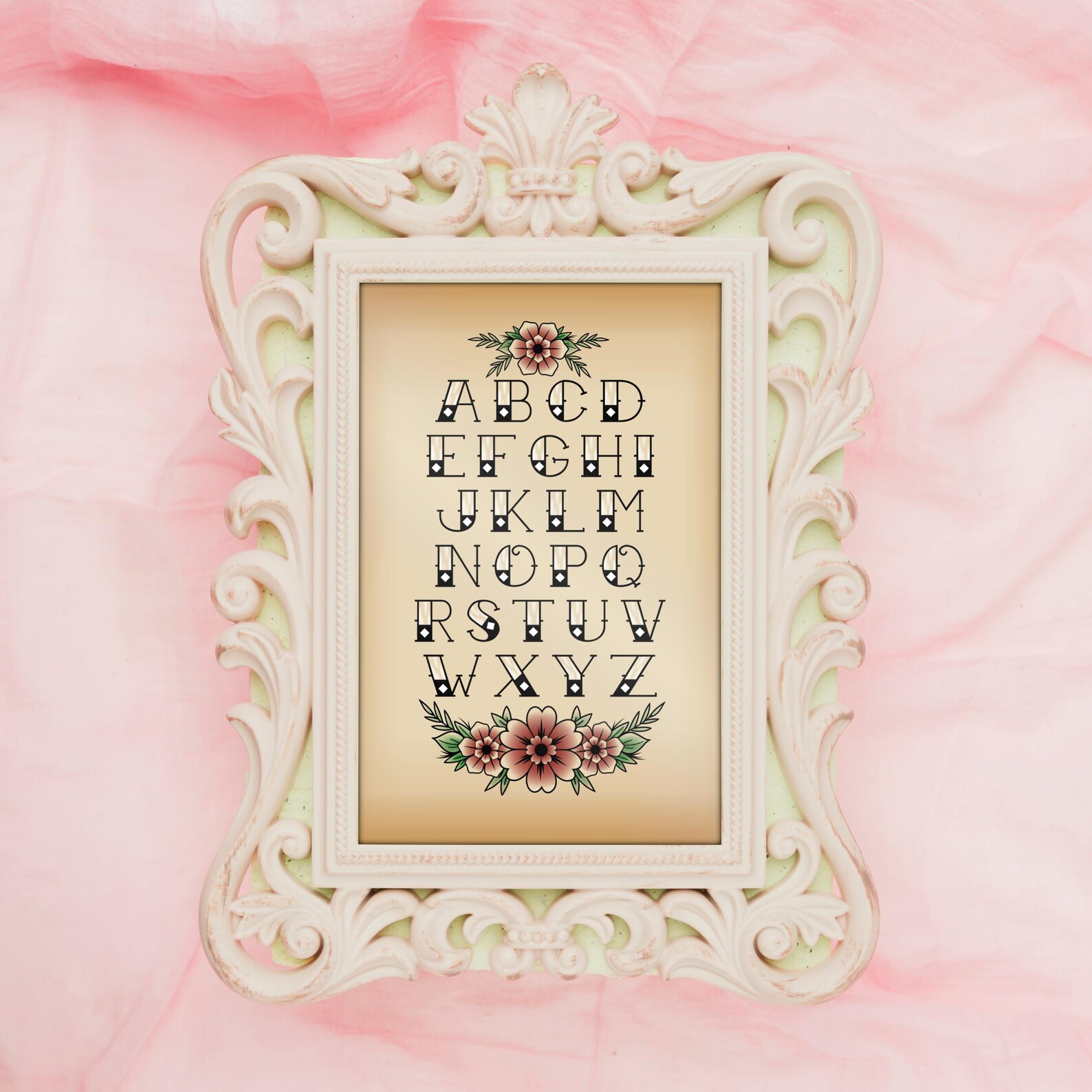 Tattoo Alphabet Print - ABC Sailor Jerry Font Wall Art - Etsy