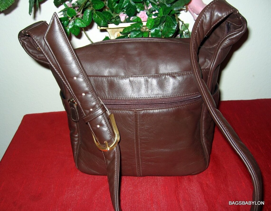 SAS USA BUTTER SOFT BROWN LEATHER LRG PURSE SATCHEL HANDBAG | Etsy