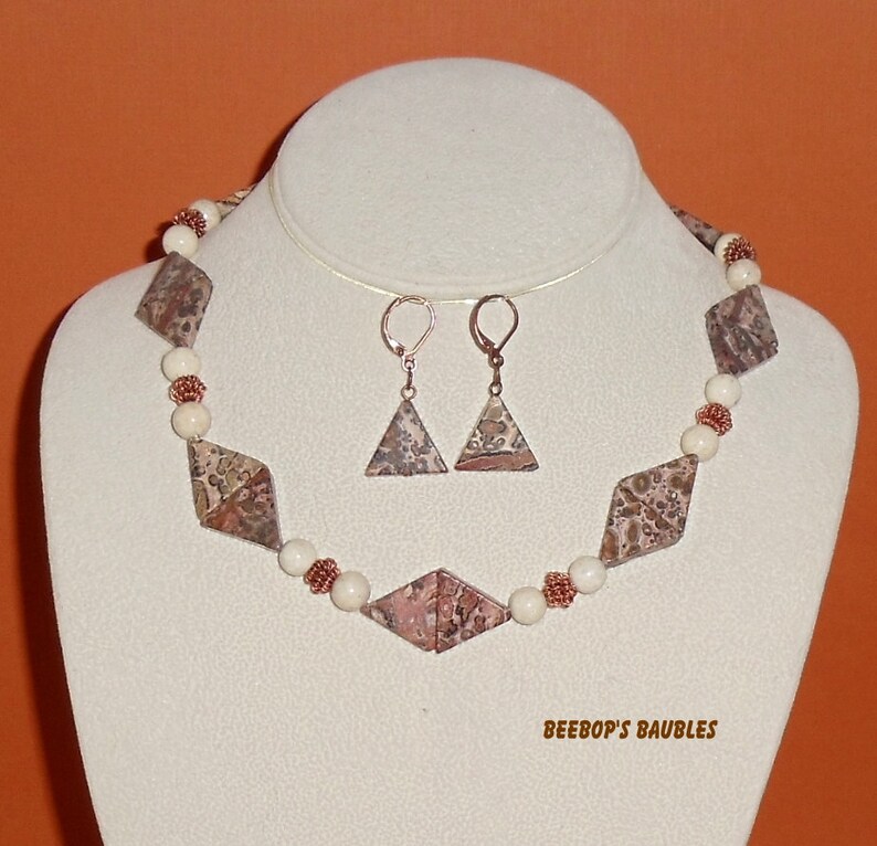 Leopard Skin Jasper, Riverstone & Copper Necklace With FREE Matching ...
