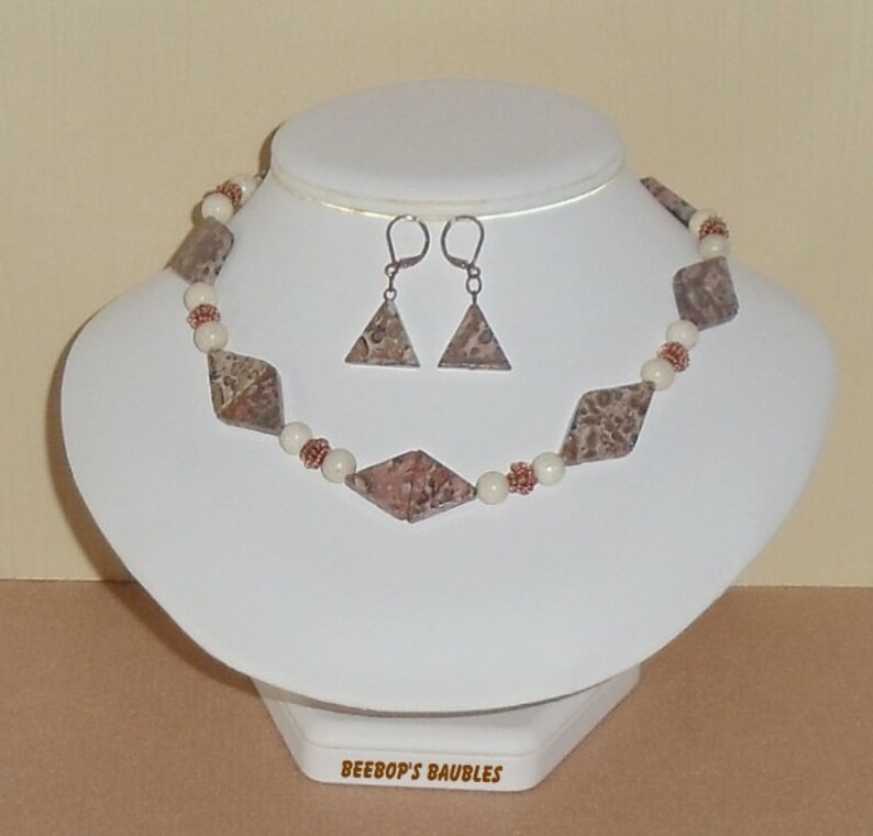 Leopard Skin Jasper, Riverstone & Copper Necklace With FREE Matching ...