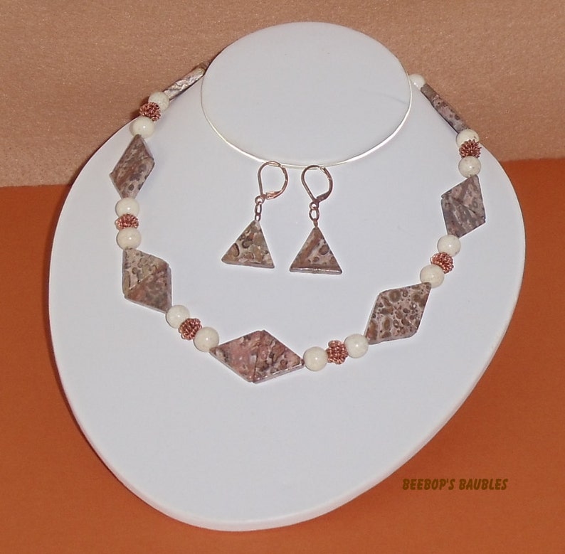 Leopard Skin Jasper Riverstone & Copper Necklace With FREE - Etsy