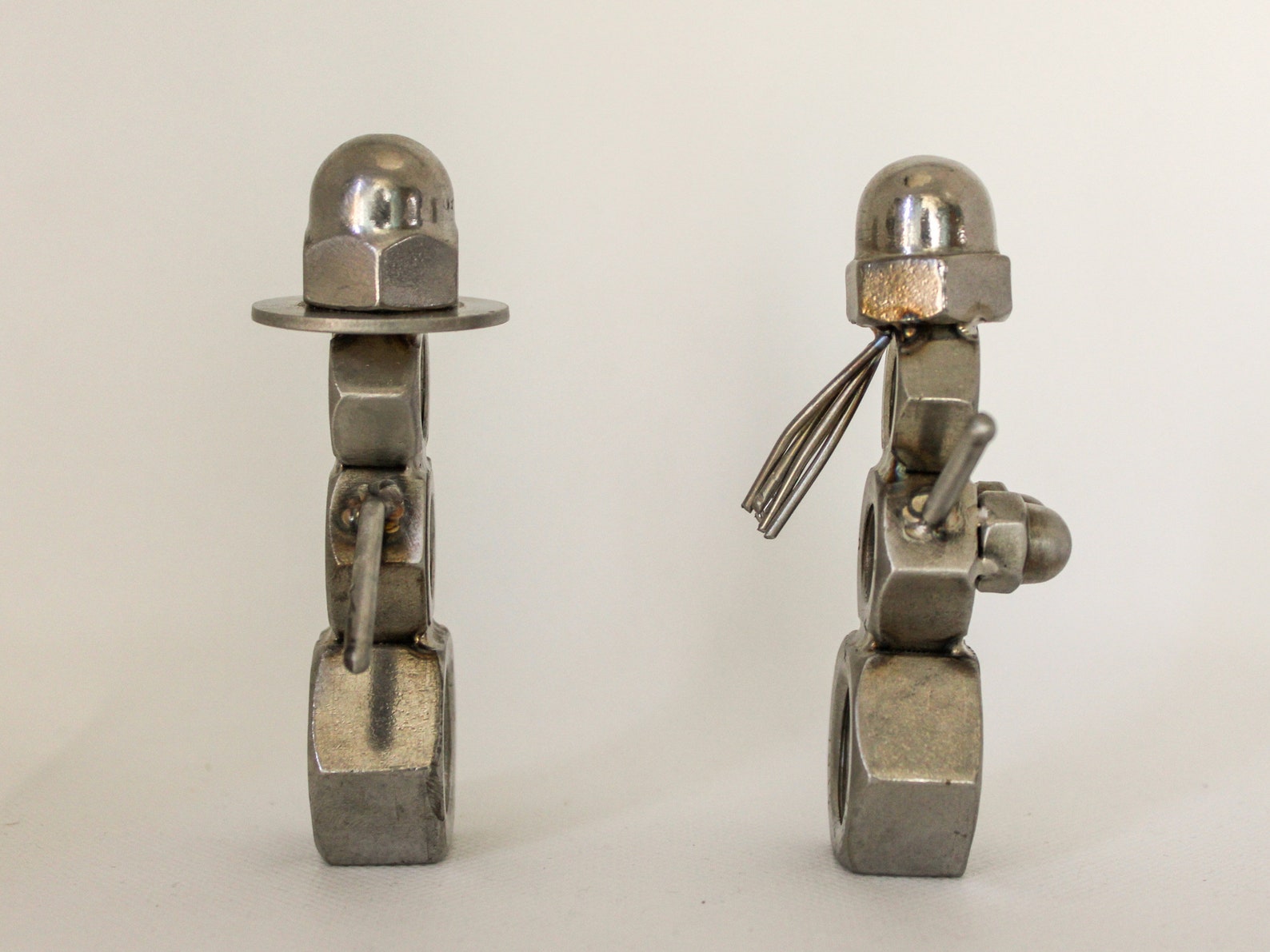 Welded Stainless Steel Sculpture: Snowman + Snow Lady Unique Christmas ...