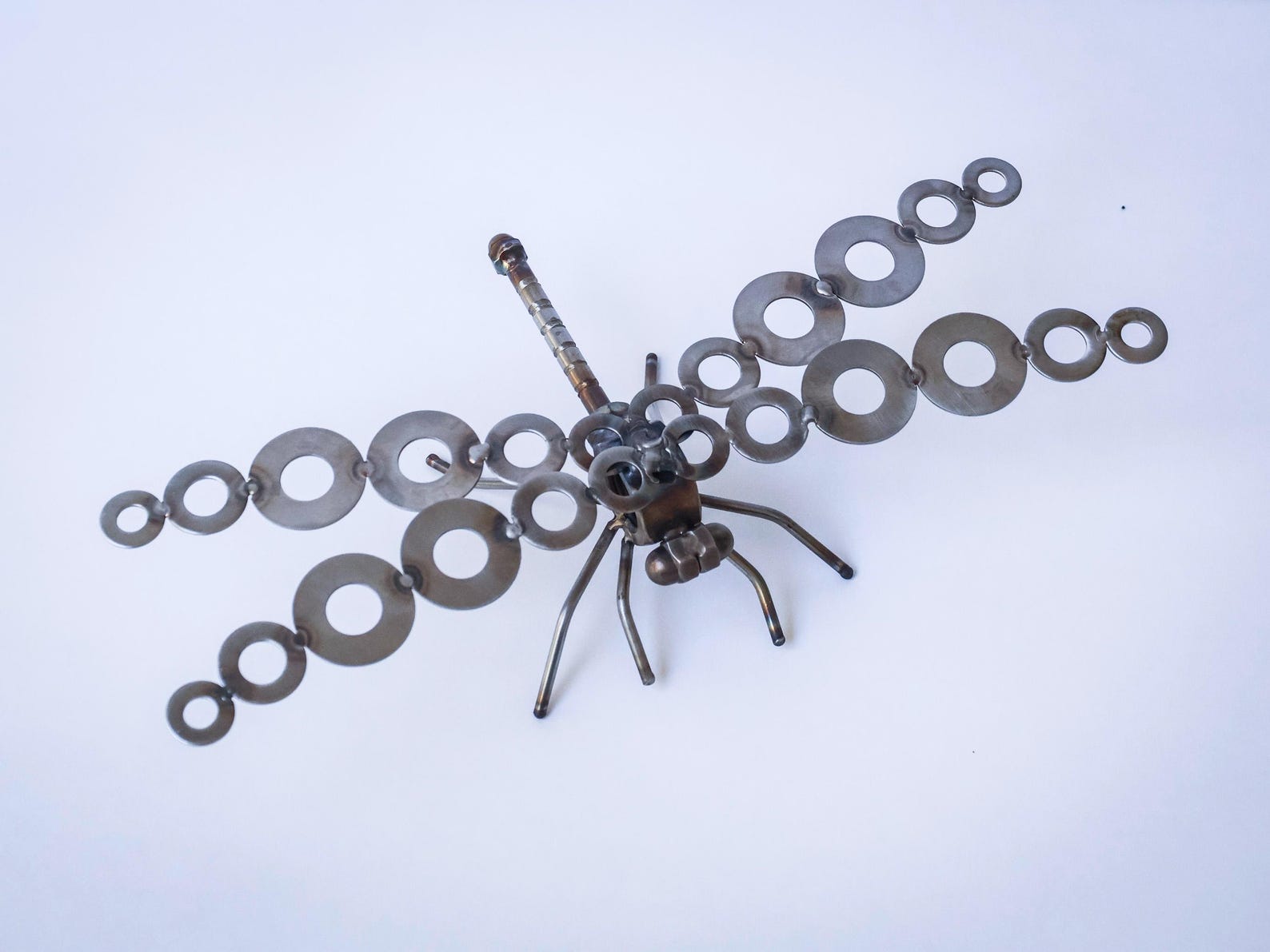 Handcrafted Dragonfly Welded Metal Art, Upcycled Garden Sculpture ...