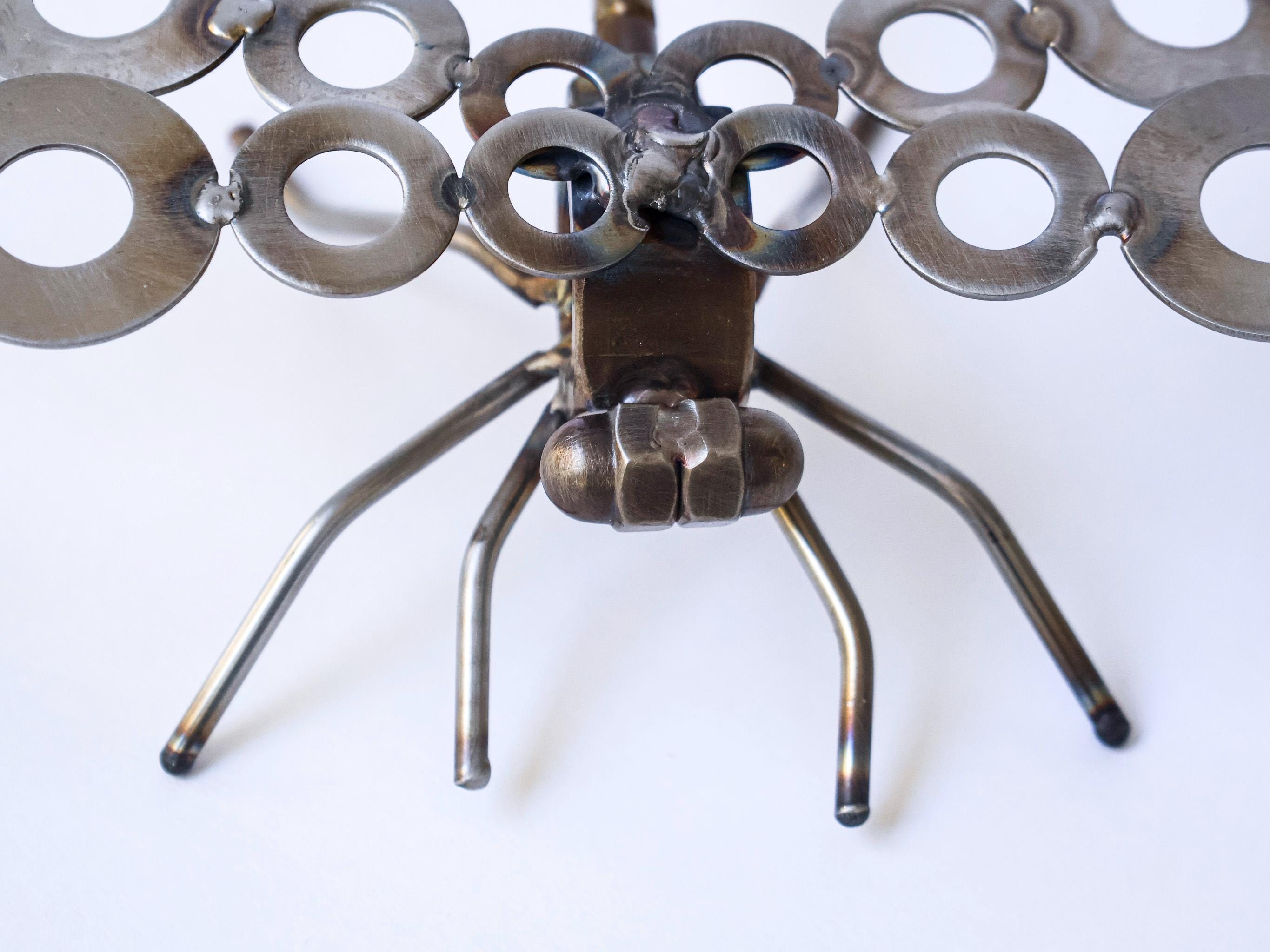 Handcrafted Dragonfly Welded Metal Art, Upcycled Garden Sculpture ...