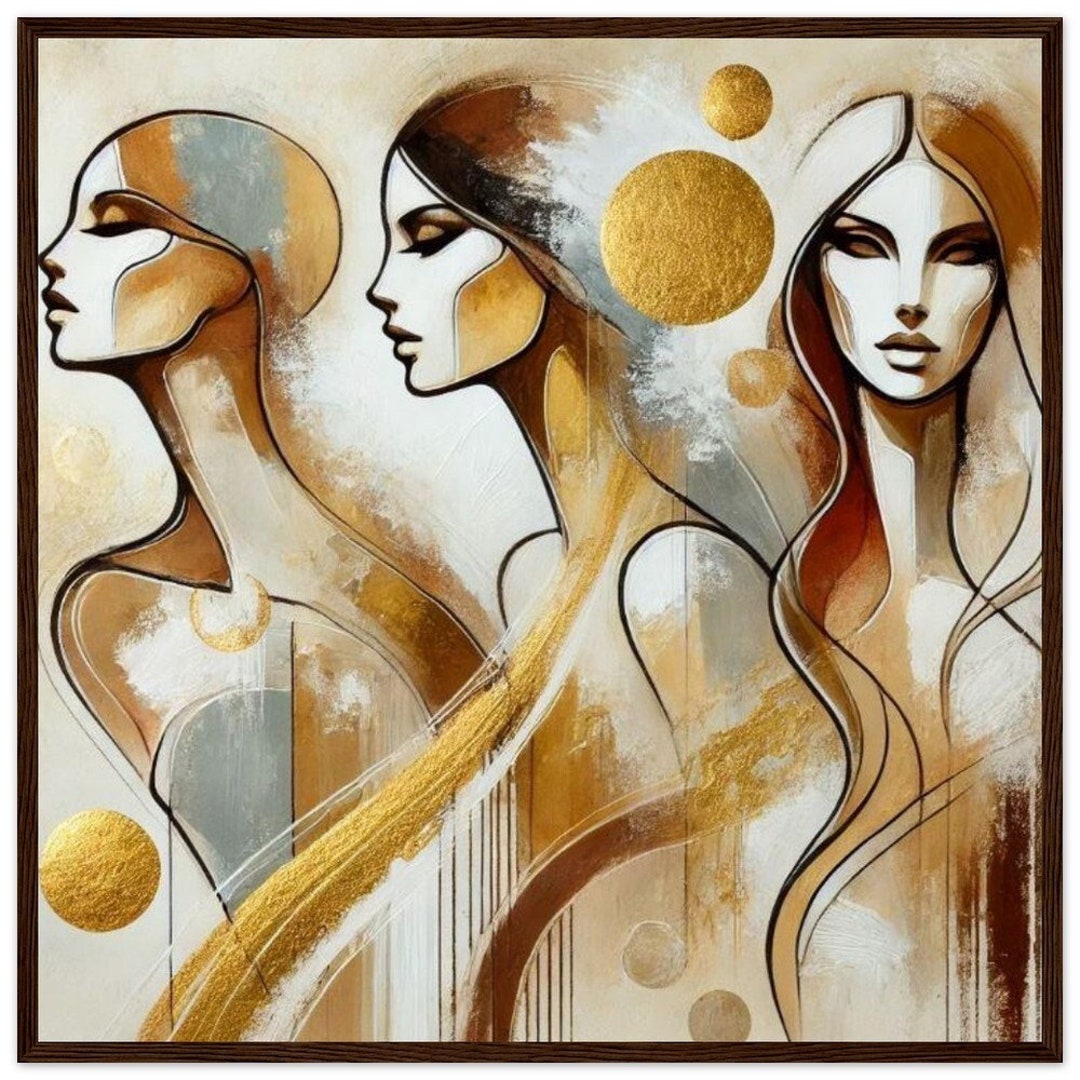 Abstract Painting of Modern-day Women in White, Gold, and Brown ...