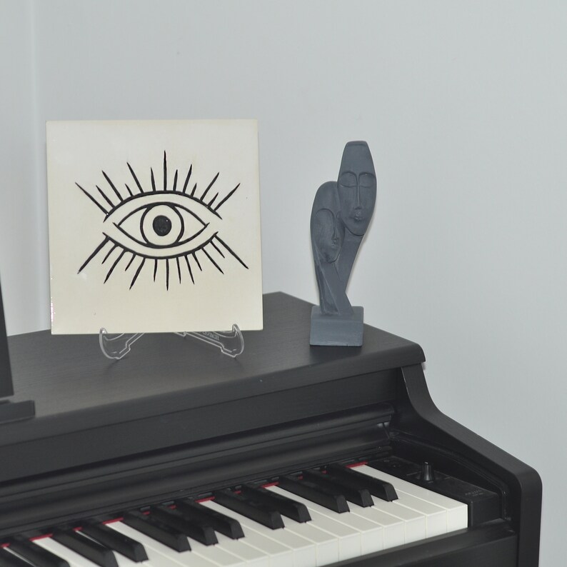 Handmade Ceramic Tile Art With Evil Eye Design, Unique Art Tile ...