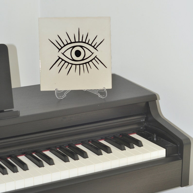 Handmade Ceramic Tile Art With Evil Eye Design, Unique Art Tile ...