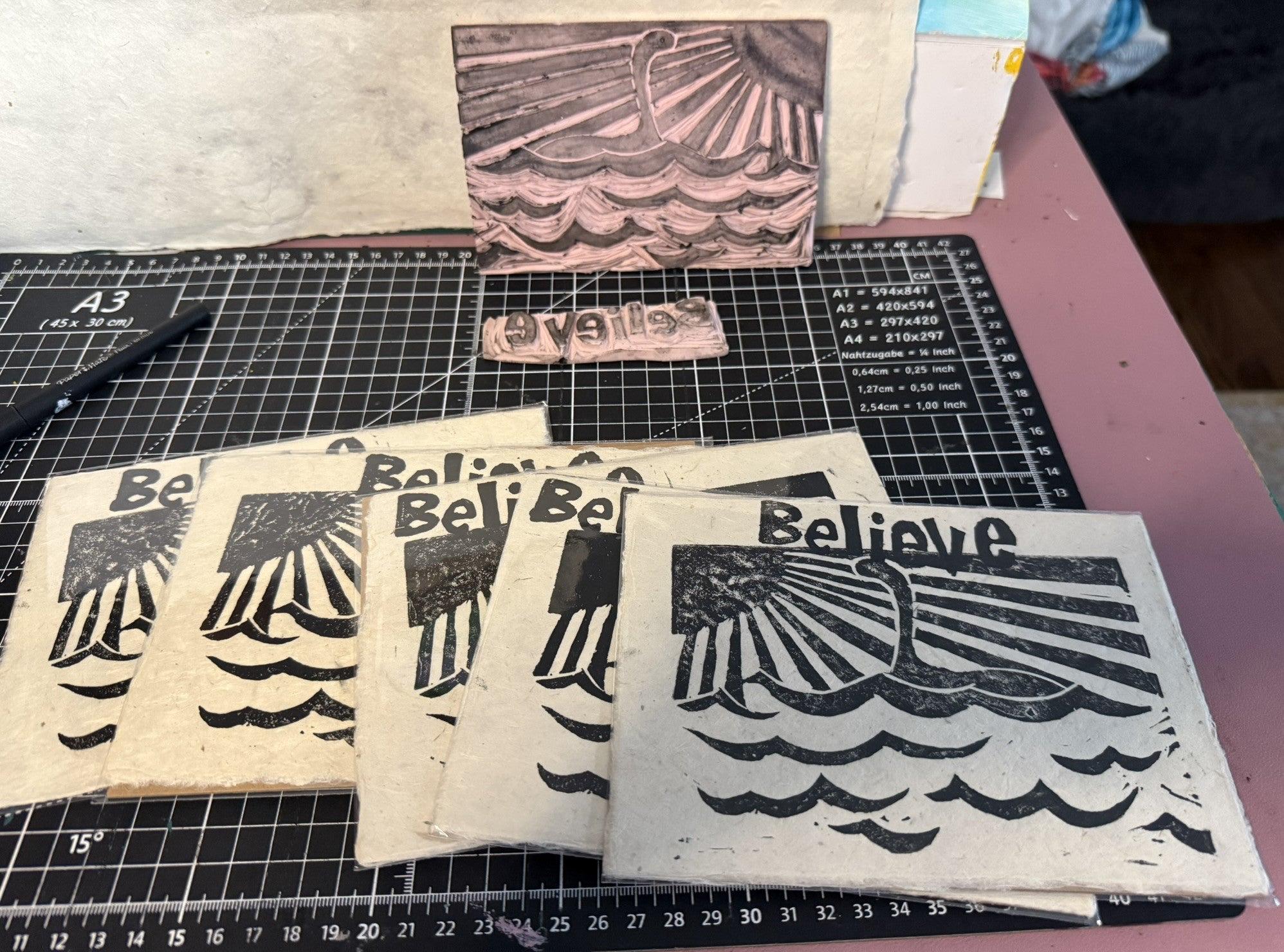 Believe - Loch Ness Monster Linocut Print - Etsy