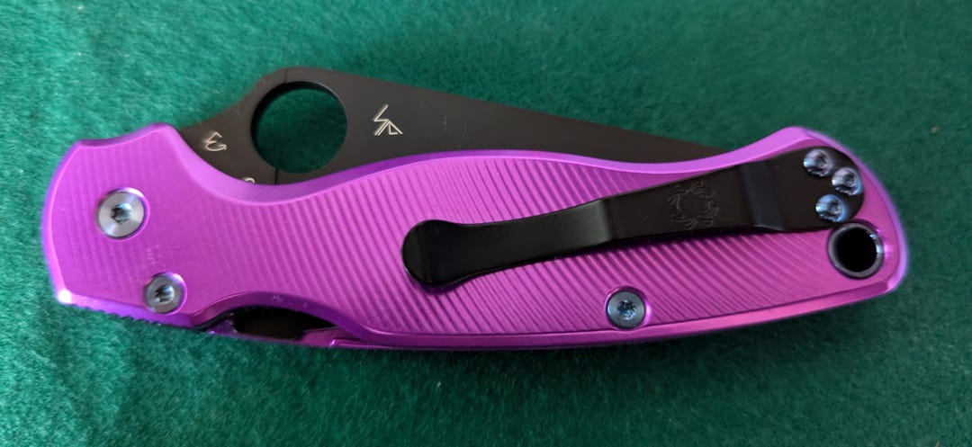 Spyderco Paramilitary 2 With AWT Shiny Ultraviolet Anodized Aluminum ...