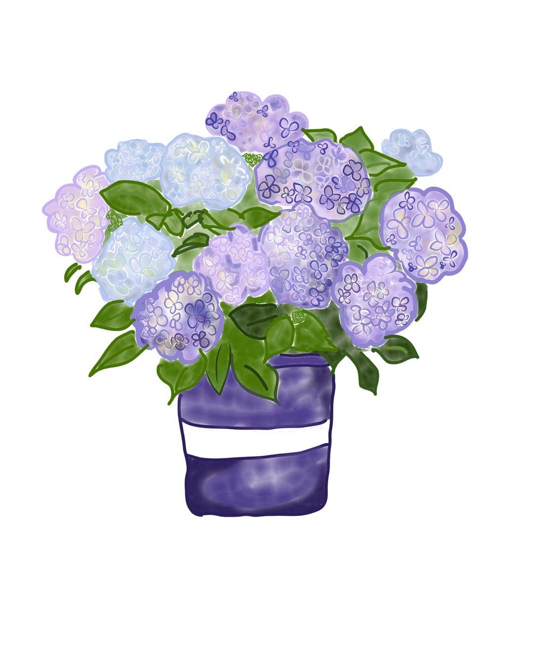 Purple Hydrangea Instant Downloads 3 File DIGITAL ART DOWNLOAD Flower Art ,, Print on Demand ...