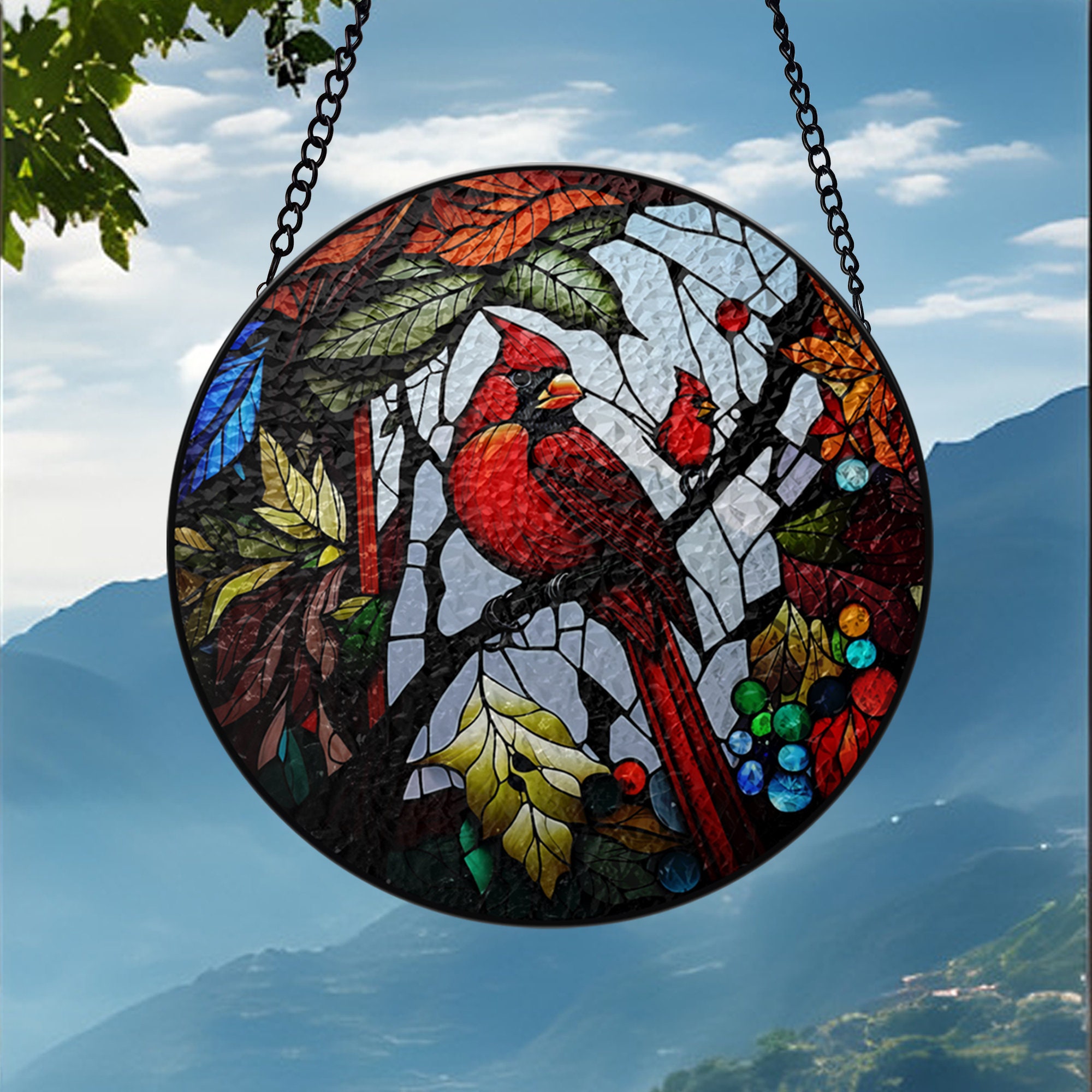Cardinal Stained Glass Suncatcher, Custom Stained Glass Cardinal Window ...