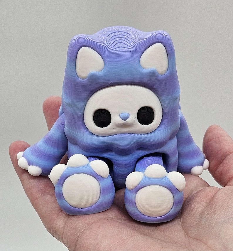 Kawaii Cat Yeti: 3D Printed Articulating Fidget Desk Toy - Etsy