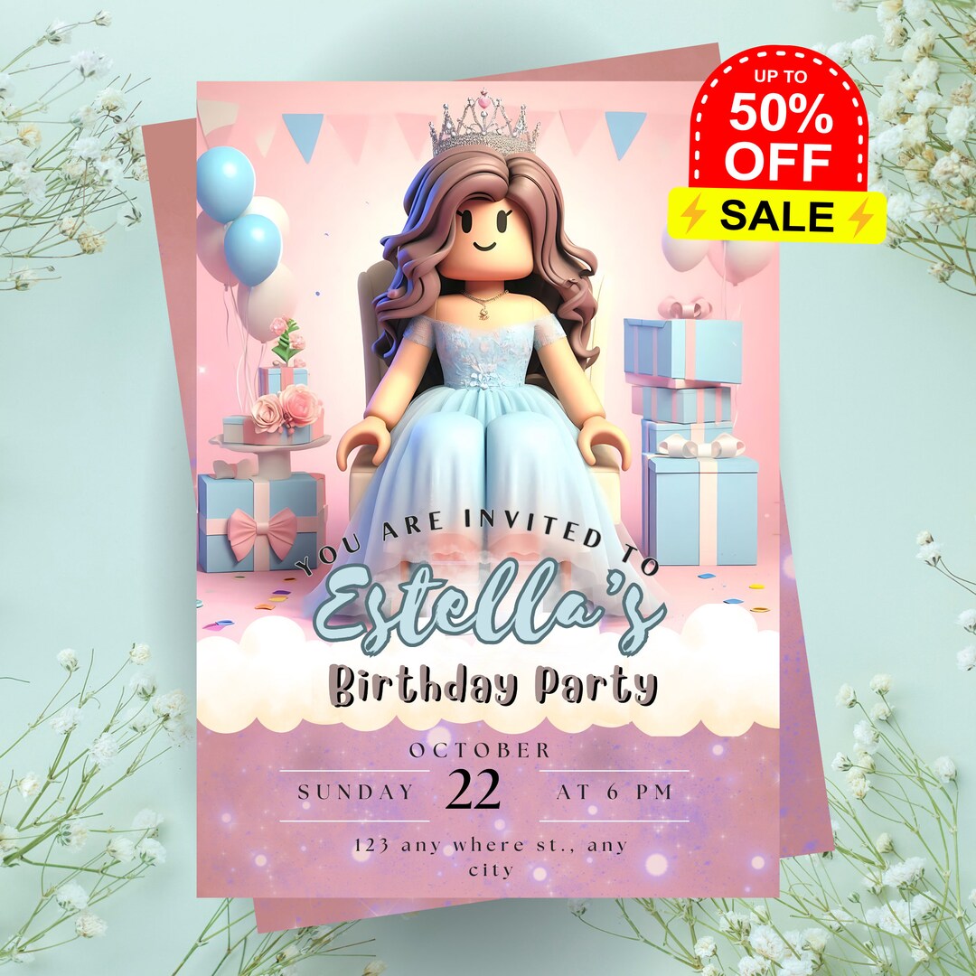 Roblox Invitation, Roblox Birthday Invitation, Roblox Girl, Cute Roblox ...