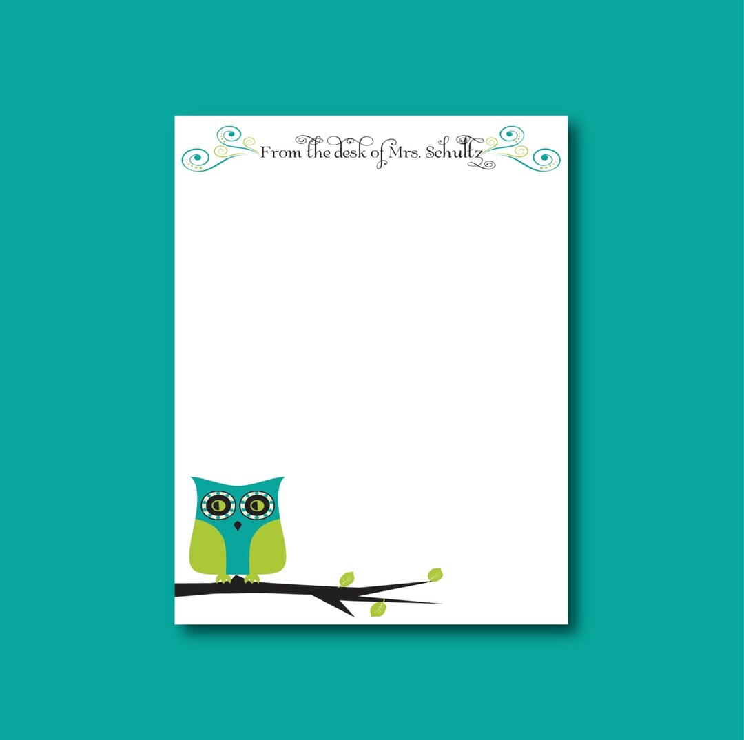 Owl Notepad, Teacher Gift, From the Desk Of, Stocking Stuffer - Etsy