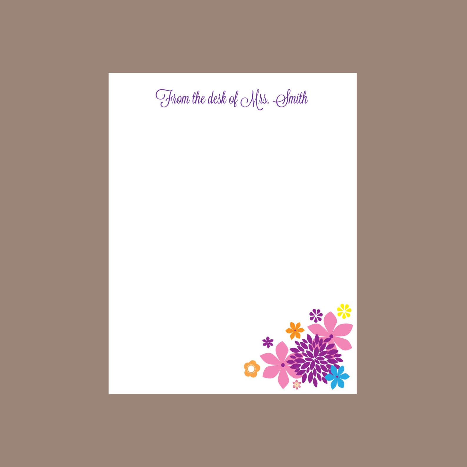 Colorful Flower Notepad Teacher Notepad Personalized - Etsy