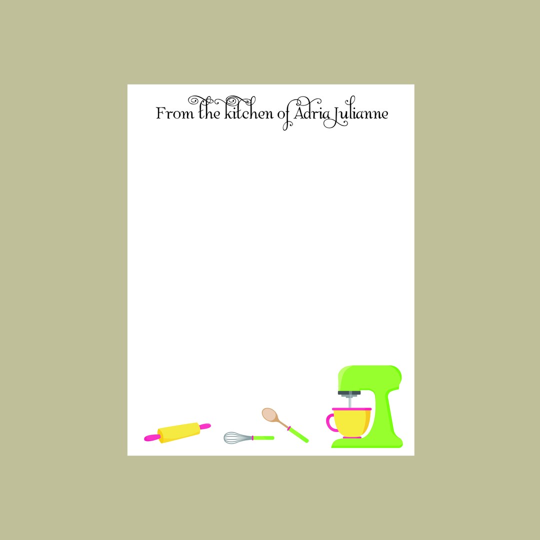 Baking Notepad, Baker, Kitchen, From the Kitchen Of, Stocking Stuffer ...