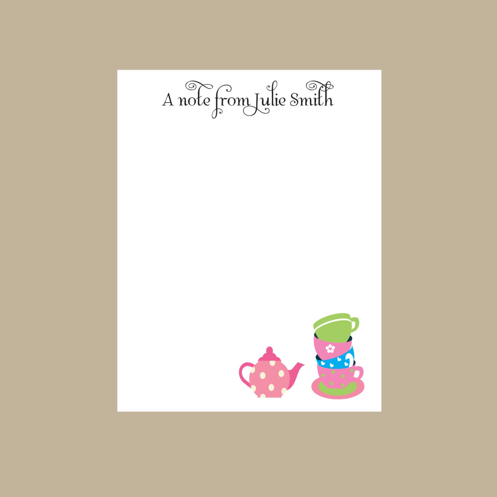 Tea Party Notepad, Tea Cup, Tea Pot, Notes, Teacher Gift - Etsy