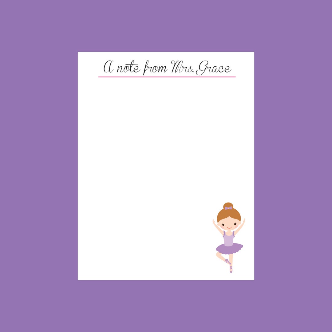 Ballet Dancer Notepad, Dance Teacher Notepad, Personalized Notepad ...