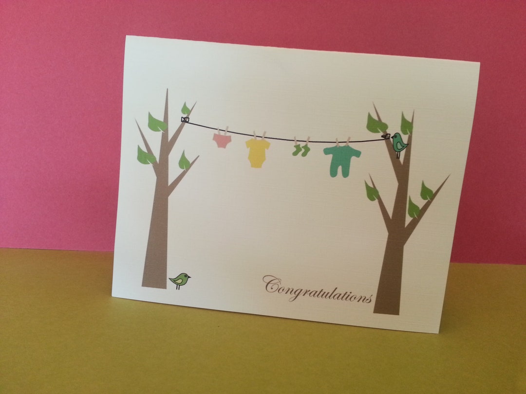 Congratulations Baby Card, Personalized Baby Card Clothesline - Etsy