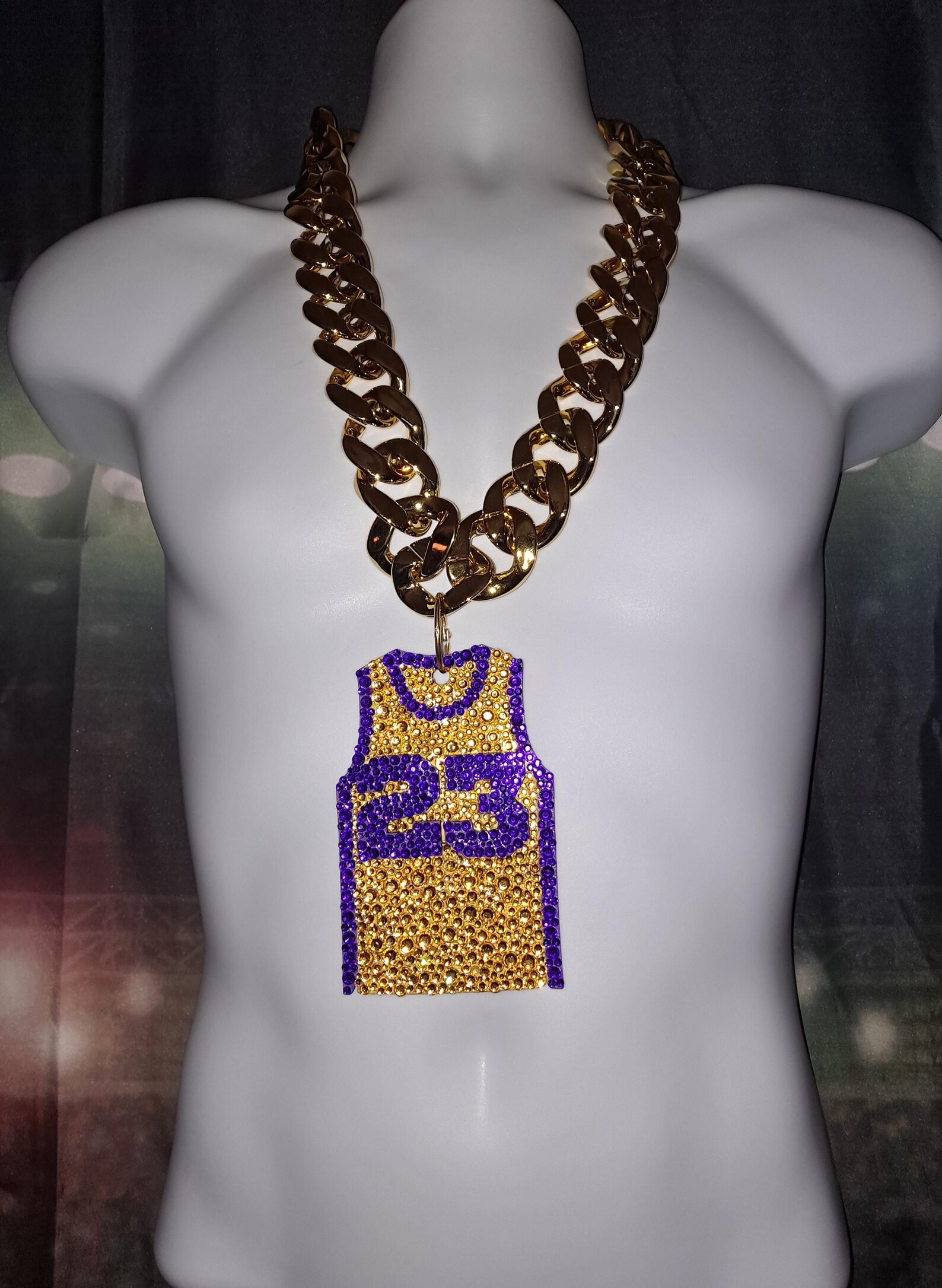 Favorite Player Number 23 Basketball Jersey Bling Rhinestone Necklace ...