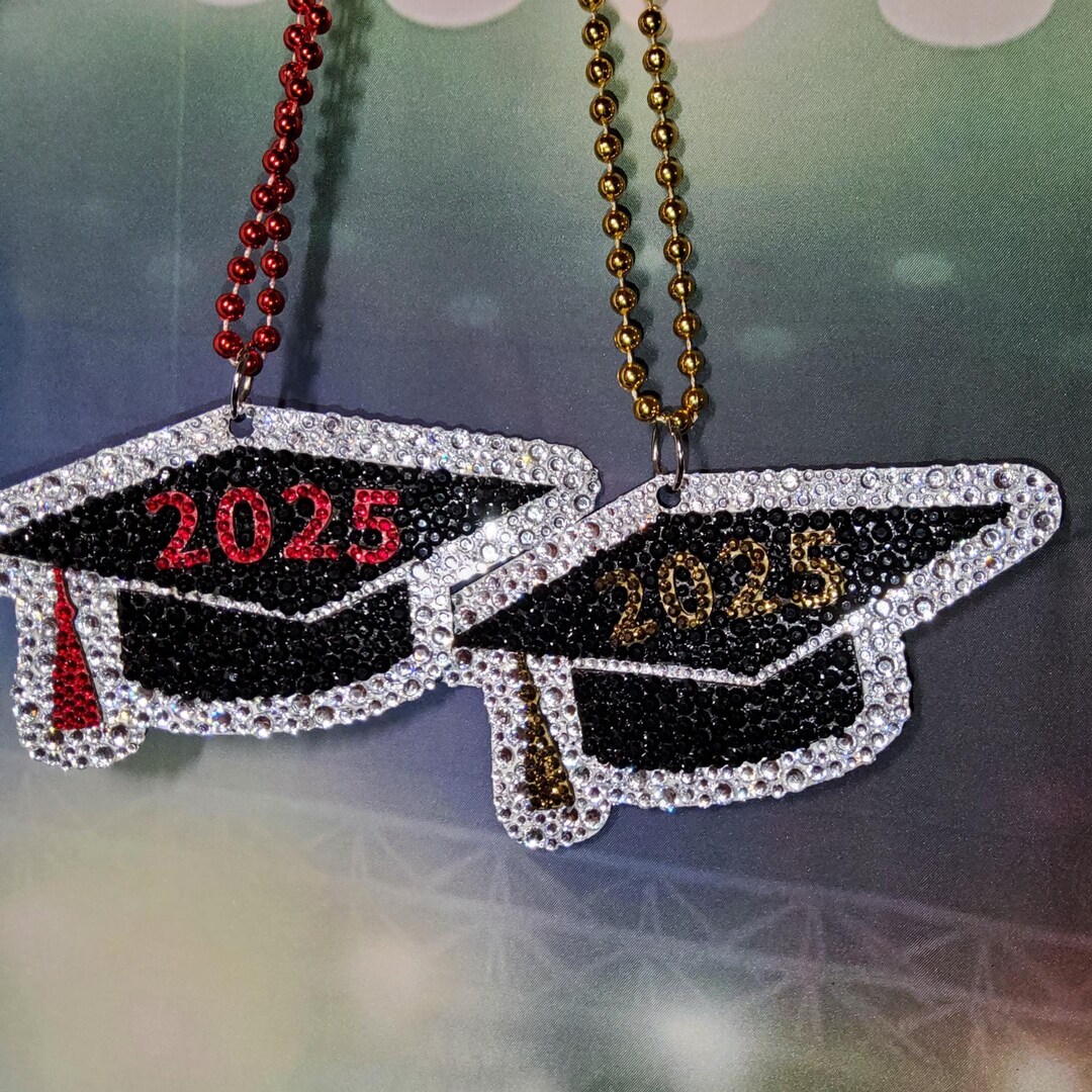 Class of 2025 Rhinestone Pendant Bling Necklace With Beaded Necklace ...