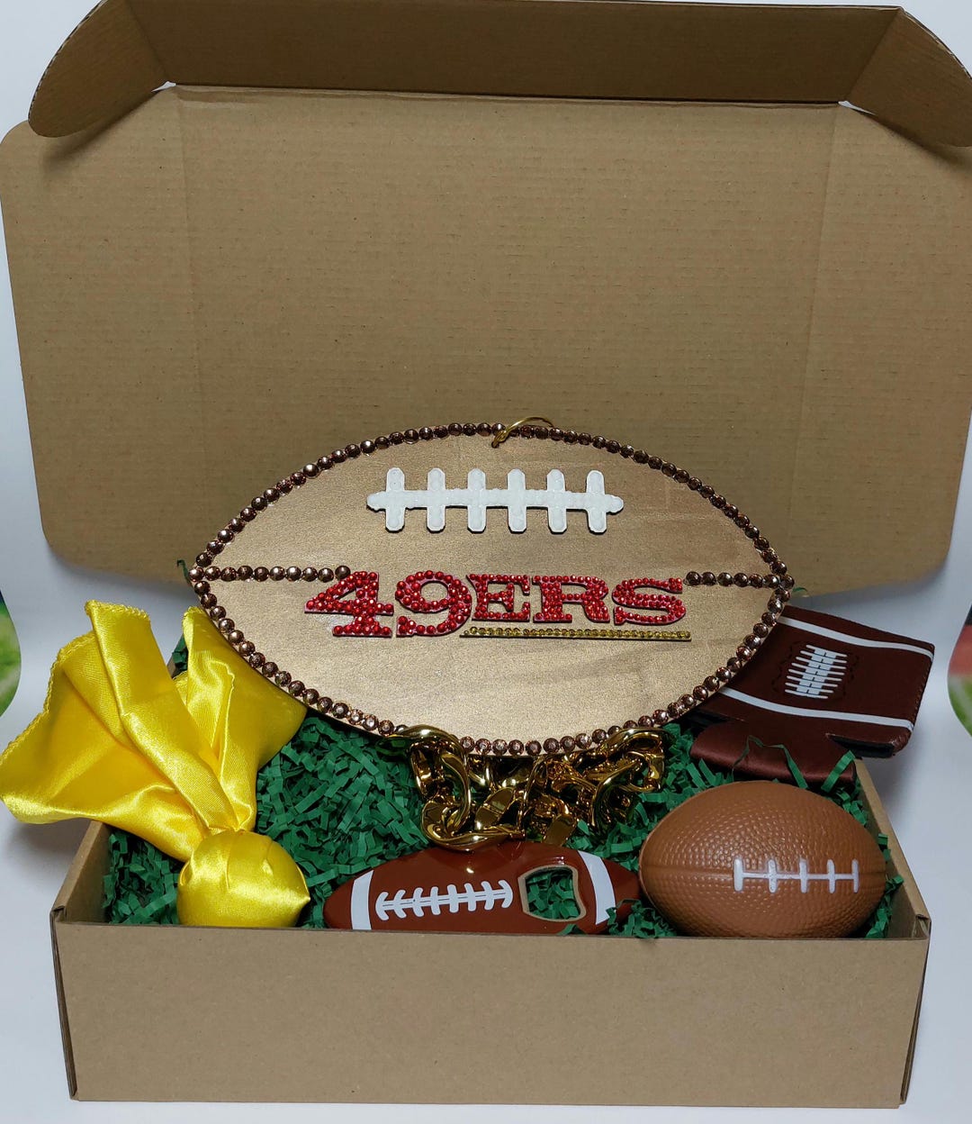GIFT BOX Basket for Sports Fans Football Themed Assortment Hype Chain ...