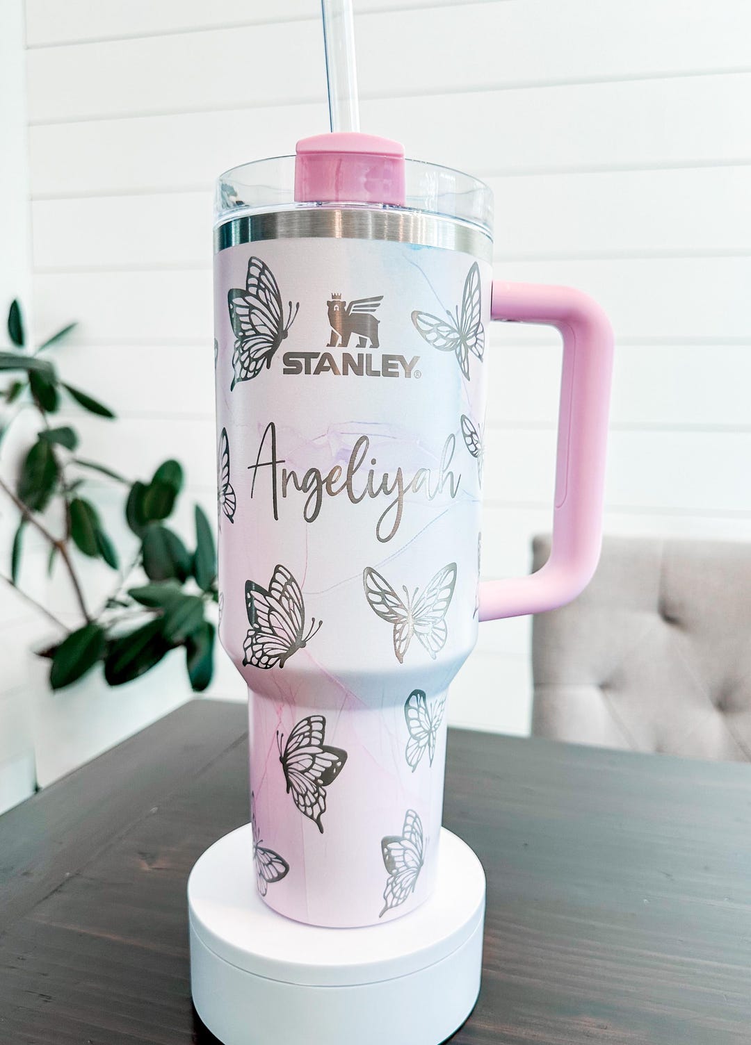 40 Oz. Stanley Tumbler, Butterfly Laser Engraved, Personalized - Etsy
